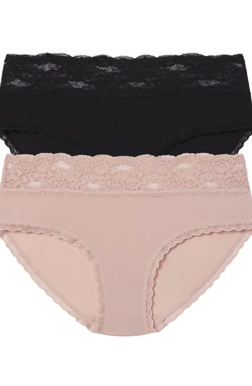 SKARLETT BLUE Goddess Lace Trim Hipster 2-pack - Black/romance