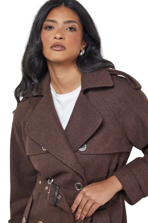 WAREHOUSE Wool Mix Belted Trench Coat