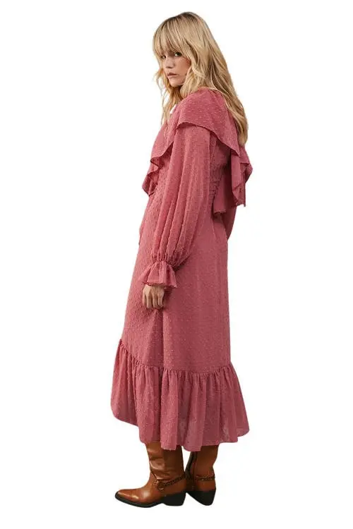 WAREHOUSE Dobby Chiffon Midi Dress