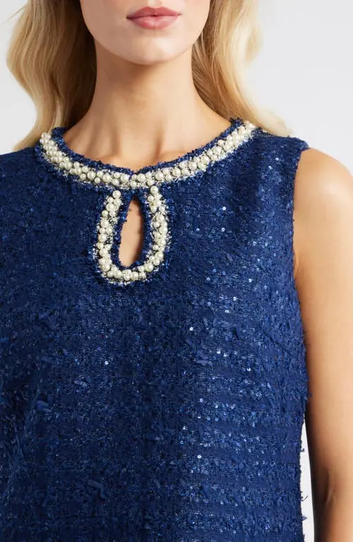 Lilly Pulitzer Ronan Embellished Tweed Skirted Romper - Navy After Party |  Editorialist