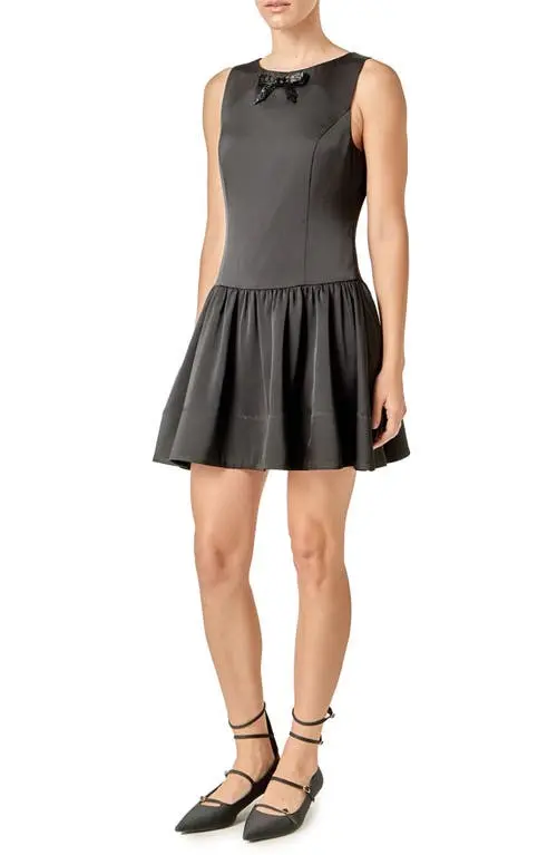 English Factory Sleeveless Drop Waist Mini Dress With Beaded Bow