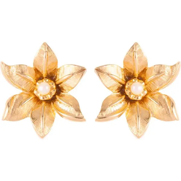 SUSAN CAPLAN 1980s Nina Ricci Flower Clip-on Earrings - Ninna Ricci