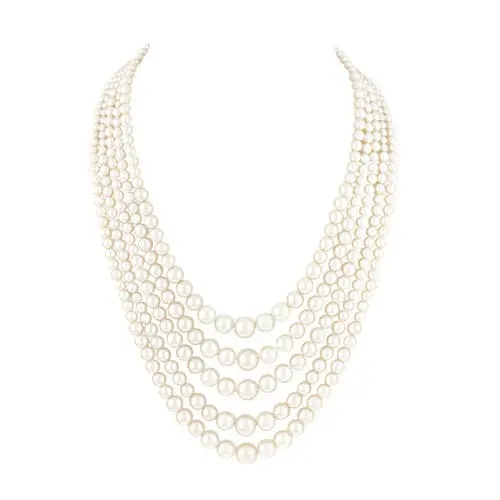 SUSAN CAPLAN Vintage Faux Pearl Necklace - 5 Strand