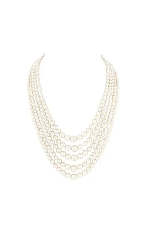 SUSAN CAPLAN Vintage Faux Pearl Necklace - 5 Strand