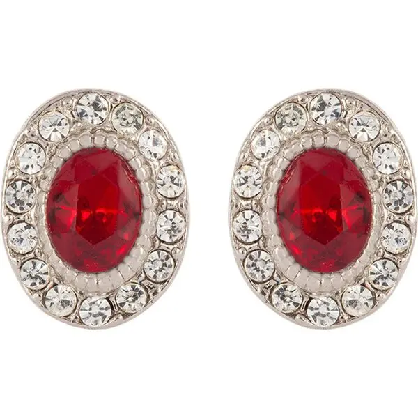 SUSAN CAPLAN 1990s Vintage Crystal Earrings - Swarovski Red