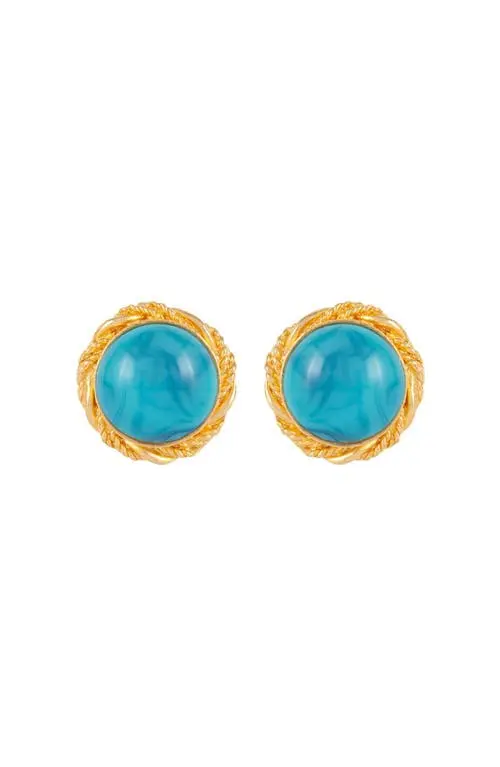 SUSAN CAPLAN 1980s Vintage Clip-on Earrings - Turquoise