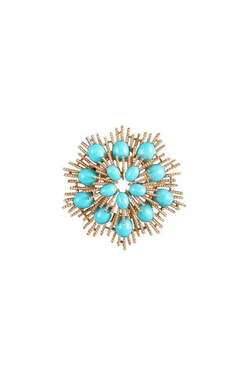 SUSAN CAPLAN 1960s Avon Sunburst Brooch - Turquoise Sunburst
