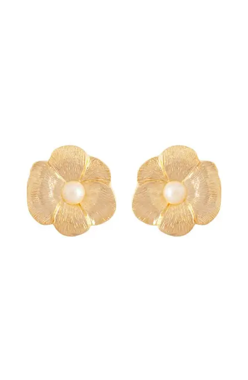 SUSAN CAPLAN 1980s Vintage Floral Earrings - Faux Pearl