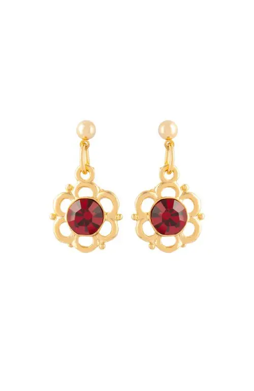 SUSAN CAPLAN 1980s Vintage Swarovski Crystal Drop Earrings - Faux Ruby