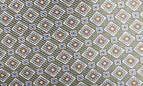 Eton Geometric & Paisley Reversible Silk Pocket Square - Medium Green