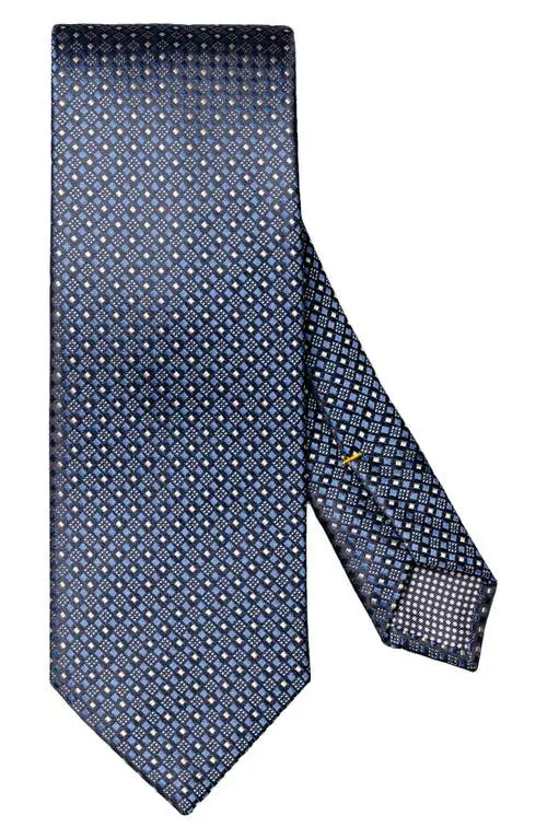Eton Neat Geometric Pattern Silk Tie - Navy