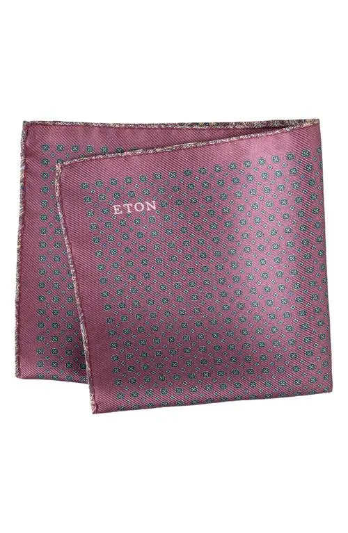 Eton Medallion & Paisley Reversible Silk Pocket Square - Medium Purple