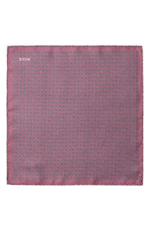 Eton Medallion & Paisley Reversible Silk Pocket Square - Medium Purple