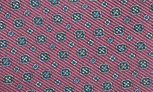 Eton Medallion & Paisley Reversible Silk Pocket Square - Medium Purple