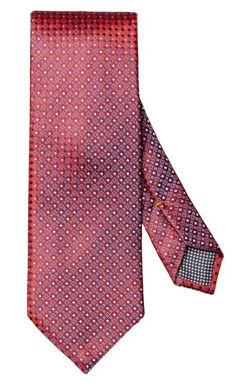 Eton Geometric Pattern Standard Neck Tie - Medium Red