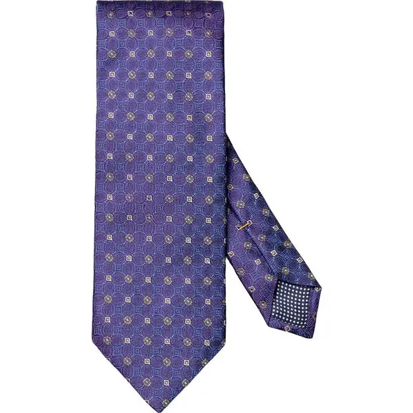 Eton Floral Jacquard Silk Neck Tie - Dark Purple
