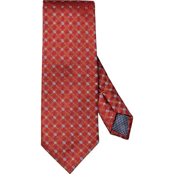 Eton Floral Jacquard Silk Neck Tie - Medium Red