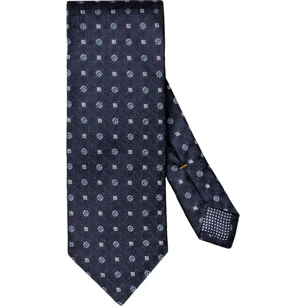 Eton Floral Jacquard Silk Neck Tie - Navy