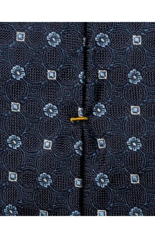 Eton Floral Jacquard Silk Neck Tie - Navy