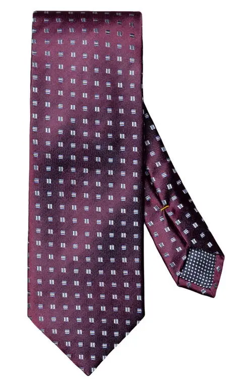 Eton Geometric Pattern Silk Tie - Dark Purple