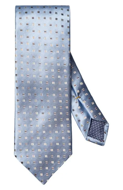 Eton Geometric Pattern Silk Tie - Light Blue