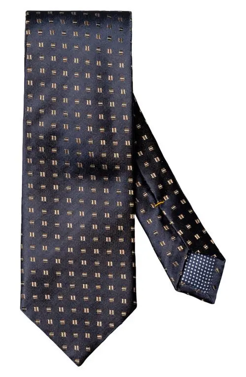 Eton Geometric Pattern Silk Tie - Navy