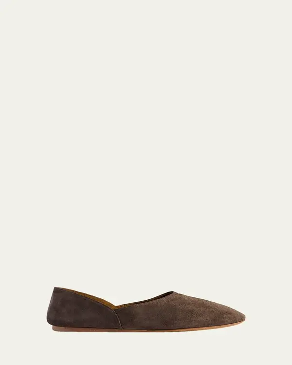 Khaite Jane Suede Ballerina Flats - Sable