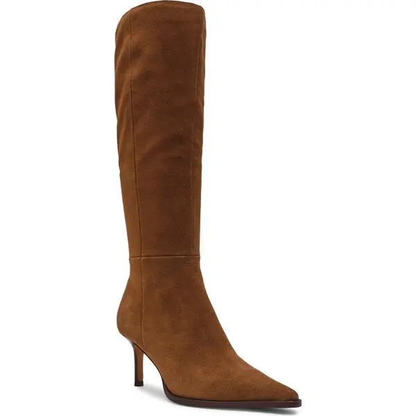 Steve Madden Lingo Pointed Toe Knee High Boots - Chestnut Suede