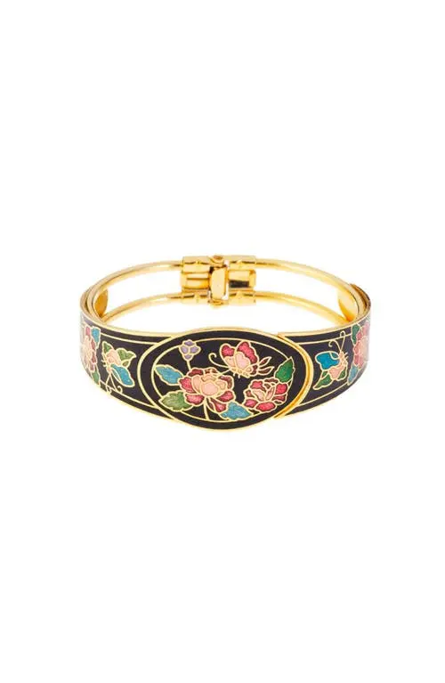 SUSAN CAPLAN 1980s Vintage Cloisonne Bracelet - Black