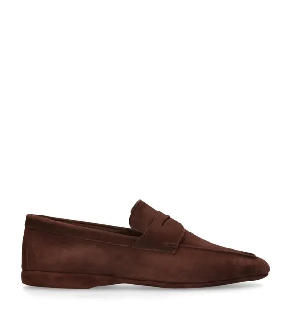 Santoni Suede Fur-trim Carlos Loafers