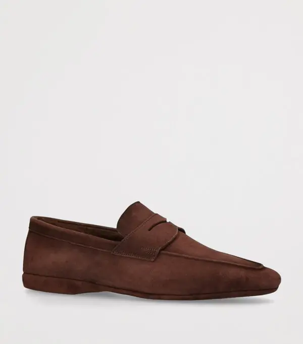 Santoni Suede Fur-trim Carlos Loafers