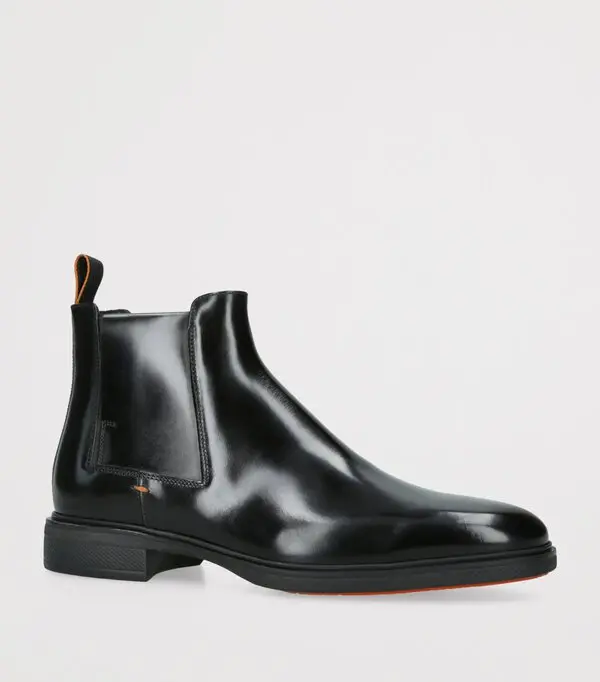 Santoni Leather Chelsea Boots - Black