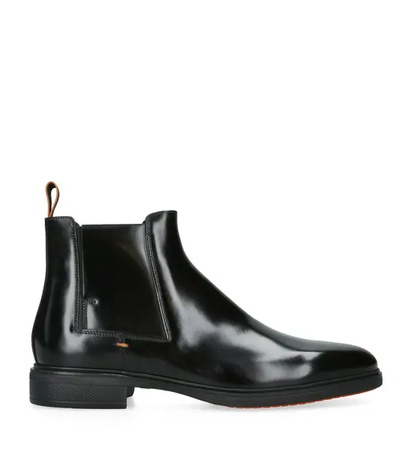 Santoni Leather Chelsea Boots