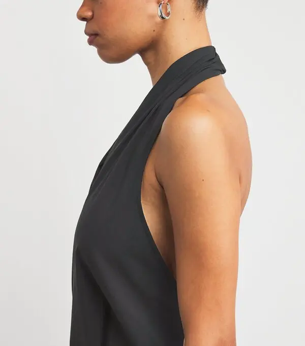 ST. AGNI Cotton-blend Halterneck Maxi Dress - Black