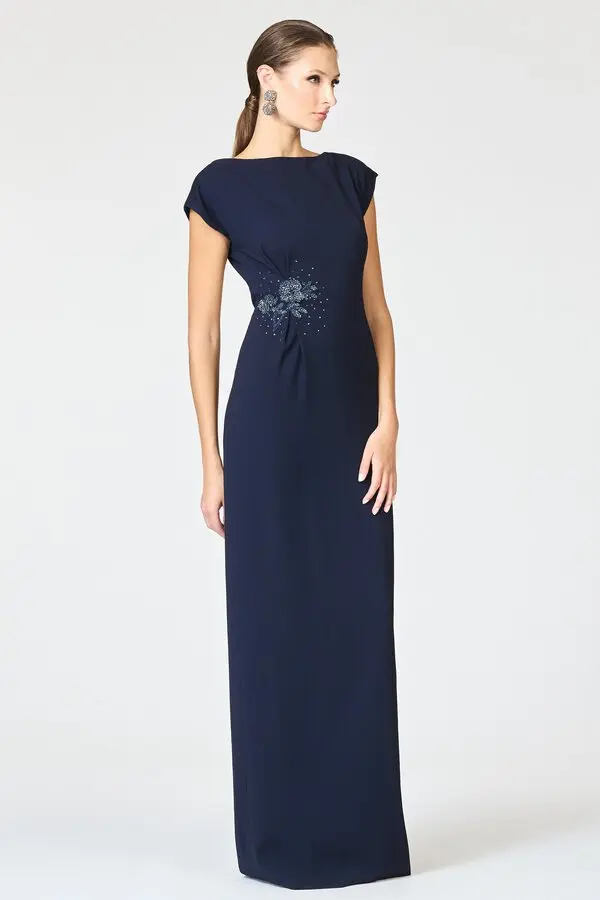 Sachin & Babi Kelly Embellished Column Gown - Midnight