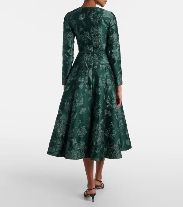 EMILIA WICKSTEAD Capucine Floral Cloqué Midi Dress - Green