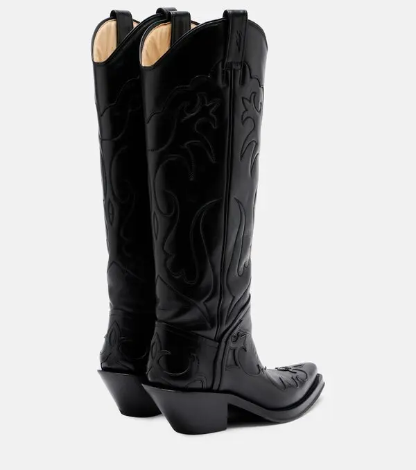 Gabriela Hearst Capitana Leather Cowboy Boots - Black