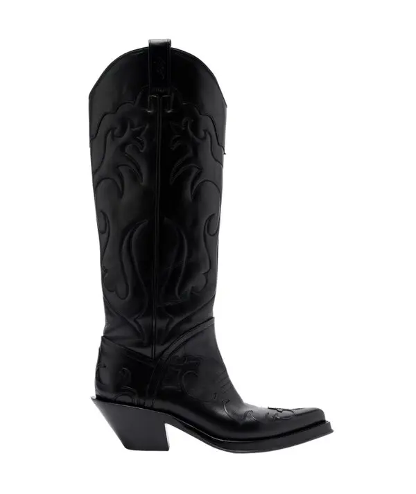 Gabriela Hearst Capitan Leather Cowboy Boots - Black