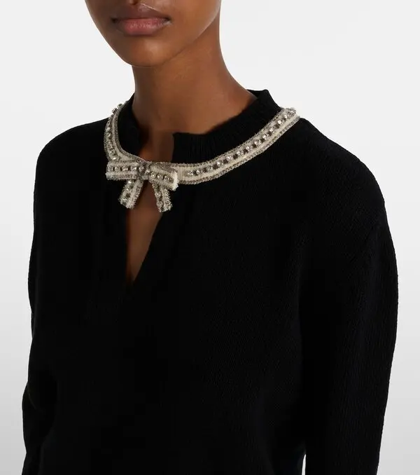 Valentino Garavani Virgin Wool Sequined Sweater - Black