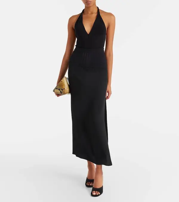 Attico Crêpe And Tulle Midi Dress