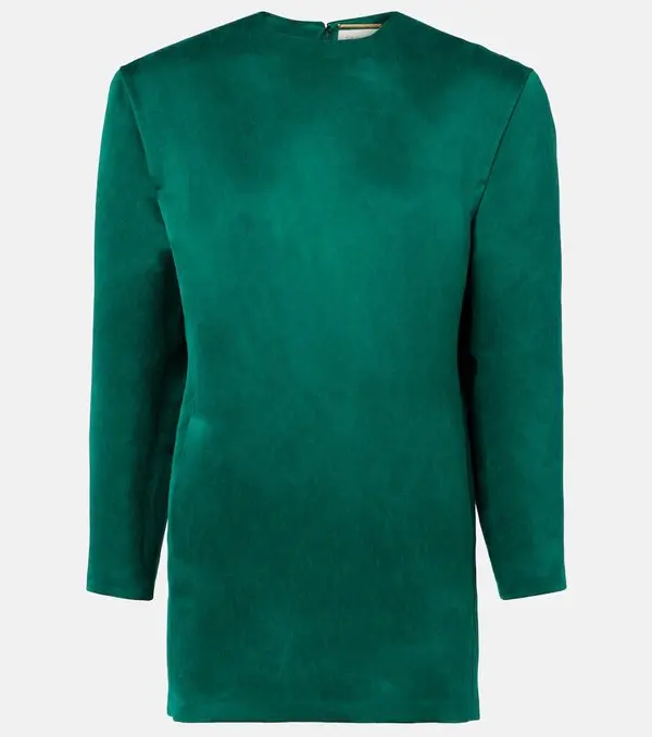 Saint Laurent Silk Satin Minidress - Green