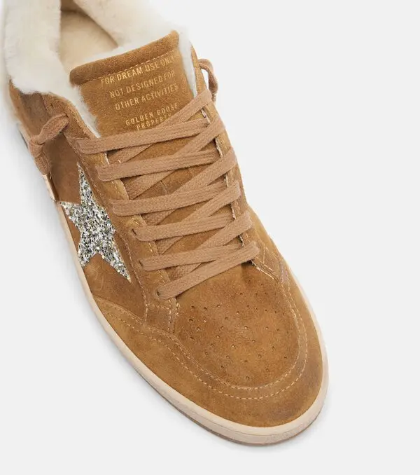 GOLDEN GOOSE Ball Star Shearling-trimmed Suede Sneakers