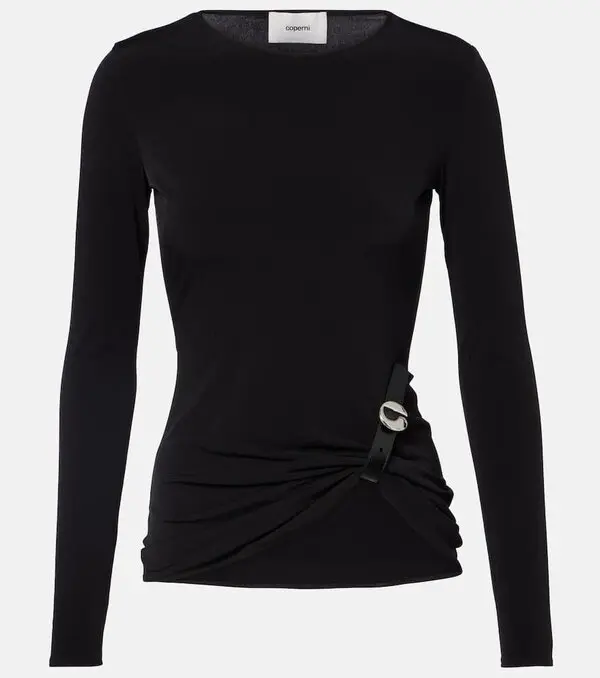 Coperni Gathered Leather-trimmed Top