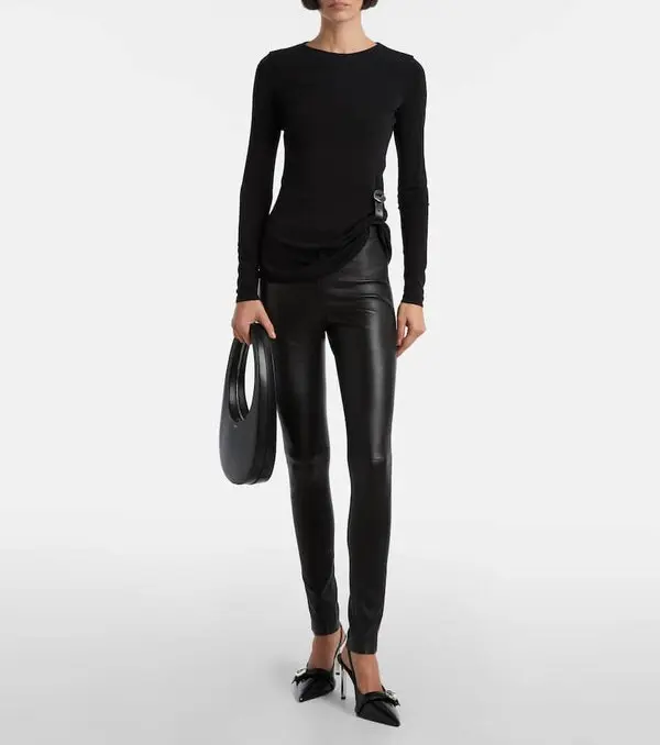Coperni Gathered Leather-trimmed Top