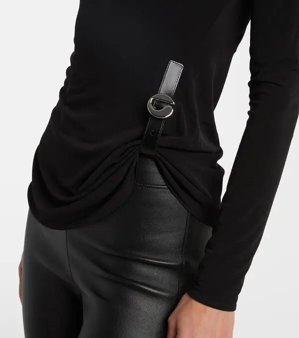 Coperni Gathered Leather-trimmed Top