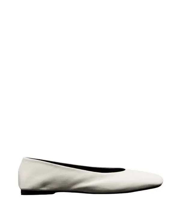 THE ROW Square Leather Ballet Flats - White