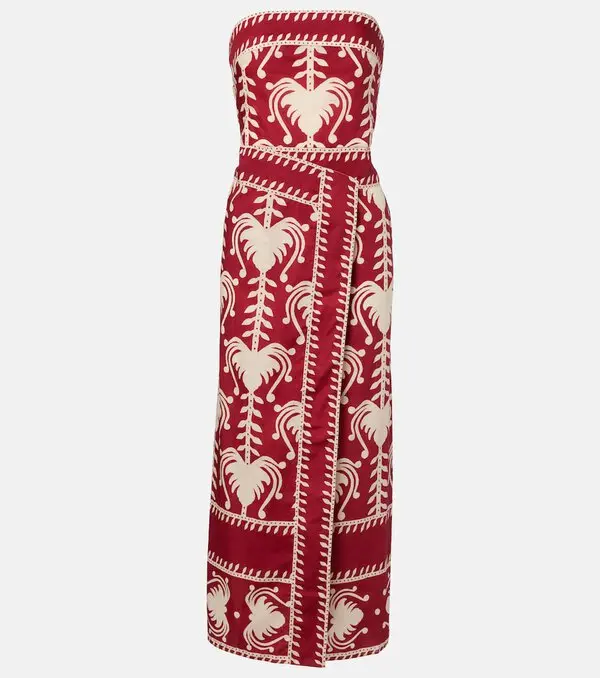 Johanna Ortiz Printed Cotton Wrap Dress - Red