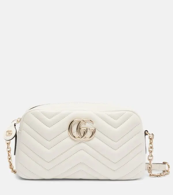 Gucci Gg Marmont Small Leather Crossbody Bag - White