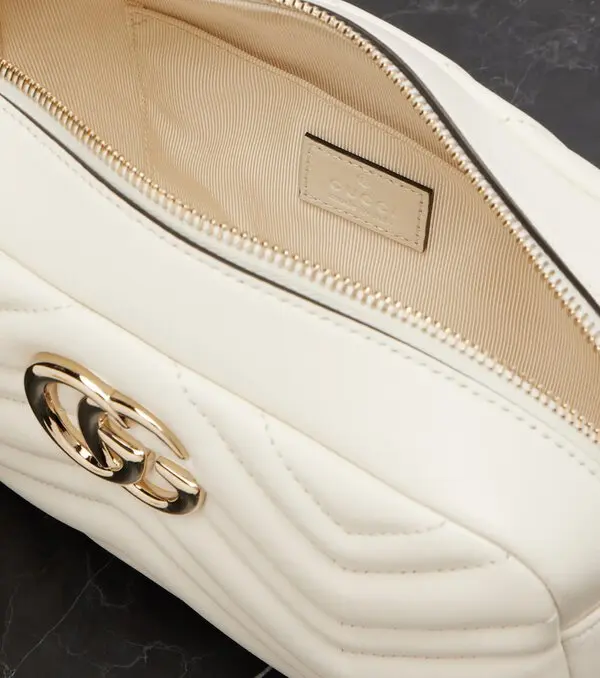 Gucci Gg Marmont Small Leather Crossbody Bag - White