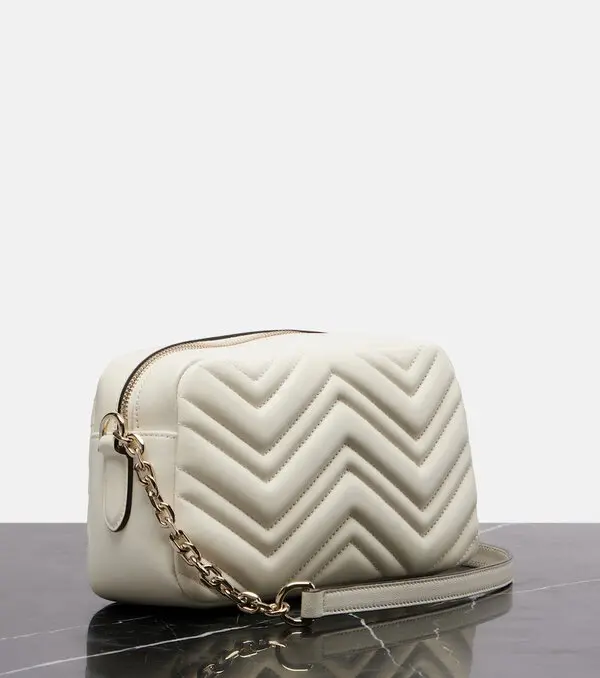 Gucci Gg Marmont Small Leather Crossbody Bag - White